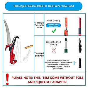 BAYTORY Extendable Tree Pruner Saw Head Without Pole, High-Altitude Branches Trimmer Pruning Shears, Harvester Clipper for Plant Twig Vine, Labor-saving 3 Wheels Garden Trimming Tool
