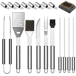 GRILLART BBQ Grill Utensil Tools Set Reinforced BBQ Tongs 19-Piece Stainless-Steel Barbecue Grilling Accessories with Aluminum Storage Case -Complete Outdoor Grill Kit for Dad, Birthday Gift for Man