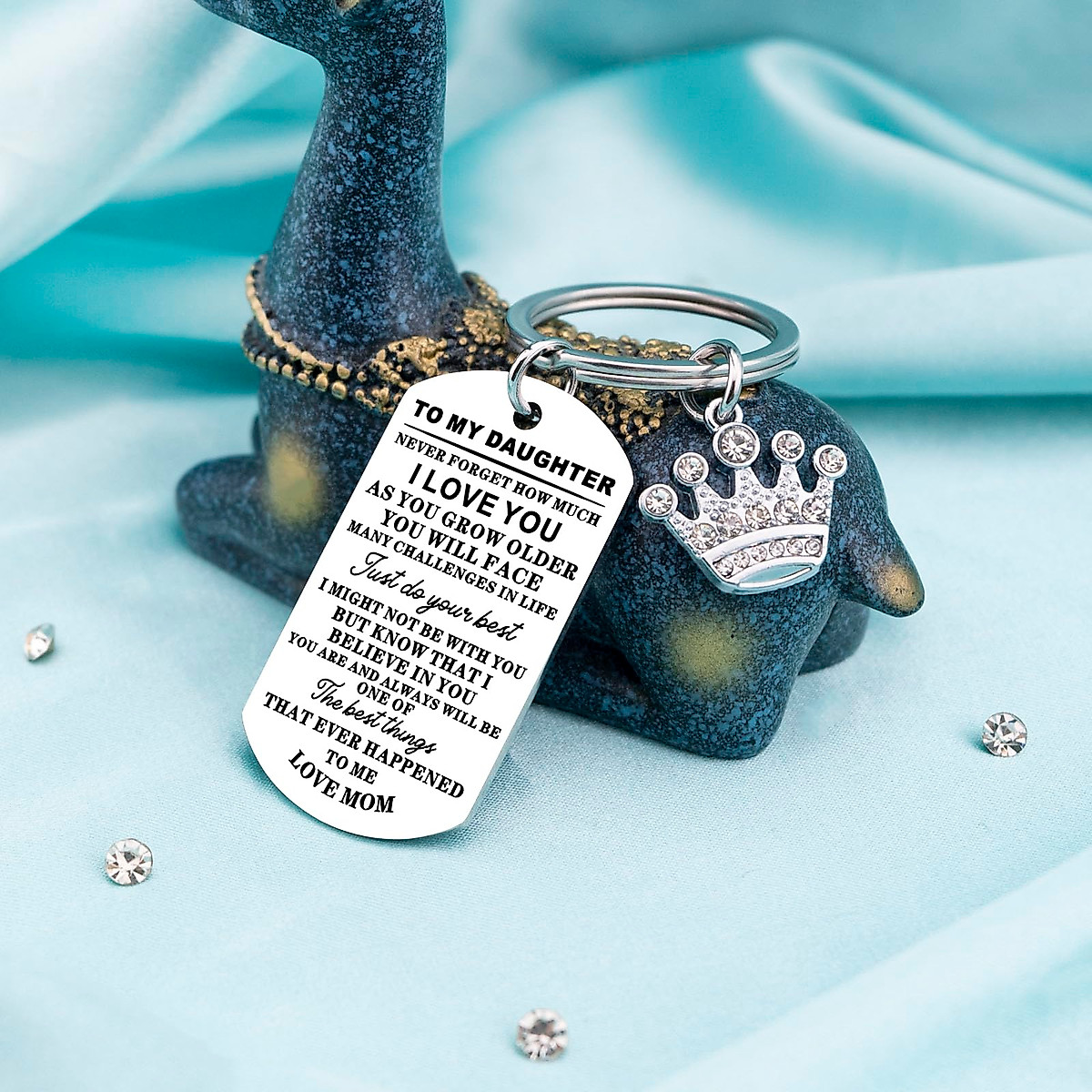 To My Daughter Keychain Daughter Gifts from Mom small Gifts for Daughter Teen Girls Birthday Easter Christmas Gifts Stocking Stuffers