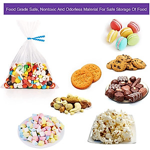 Newkita 6x9 Cellophane Goodie Bags, Clear Treat bags with 4’’ Ties for Cookies Candy Rice Crispy Cakepop Goodie Christmas Thanksgiving Halloween Party Favor Gift Bags, 100Pack