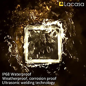 Solar Deck Lights, Driveway Walkway Dock Light Solar Powered Outdoor Stair Step Pathway LED Lamp for Backyard Patio Garden Ground, auto On/Off - Warm White - Square - 4 Pack