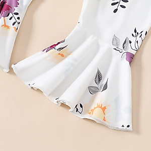 ADXSUN Newborn Baby Girl Summer Clothes Ribbed Romper+Striped/Floral/Cow Flared Pants Infant Outifts 0-18 Months