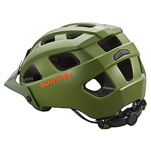Schwinn Bunker ERT Bike Helmet for Adult Men Women, Can Fit Head Circumference 59-63cm, with 17 Air Vents, Pivoting Visor, & Adjustable Locking Strap, Large, Green