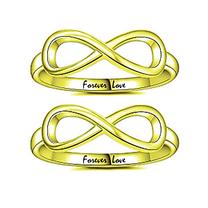 EBAT Couple Matching Ring, Best Friend Ring, 2 Women's Best Friends Promise She and Her Partner Personalized Engraving, Custom Name, Sterling Silver