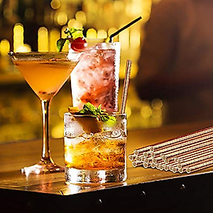 Naturalik 100-Pack Biodegradable Rose Gold Paper Straws- Extra Durable Metallic Rose Gold Drinking Straws- Rose Gold Straws for Birthday, Wedding, Bridal/Baby Shower, cake pops, Party Supplies