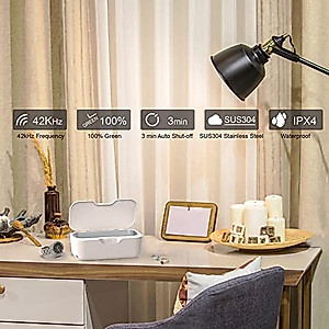 Ultrasonic Jewelry Cleaner, Glasses Ultrasonic Cleaner 550ml with SUS 304 Tank, 48KHz, 25W, Portable Jewelry Ultrasonic Cleaner for Rings Eyeglasses Watches Denture Makeup Brush Razors