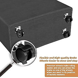 EpicTotes 24.4-Inches Rolling Slim Laundry Basket on Wheels, Collapsible & Waterproof Laundry Hamper, Freestanding Narrow Corner Clothes Bins with Easy Carry Handles for Clothes at Home, Grey