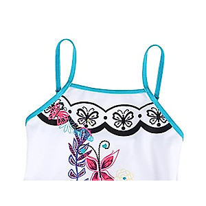 Jurebecia Girls Mirabel Swimsuit One Piece Bathing Suit Sleeveless Ruffle Tulle Swimwear Kids Magic Family Bikini Set for Role Play Dress up Princess Swim Suit Beach Swimming White 6/5-6Years