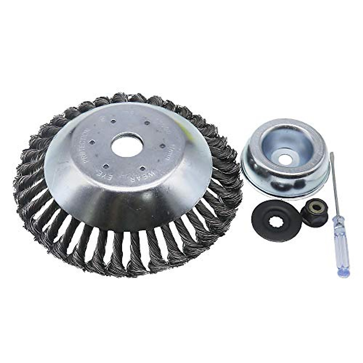 HUYUR 8 Inches Steal Wire Brush Cutter Trimmer Head with Adapter for for String Trimmers, Rust Removal, Lawn Mower - Cutter Garden Grass Accessories Tool