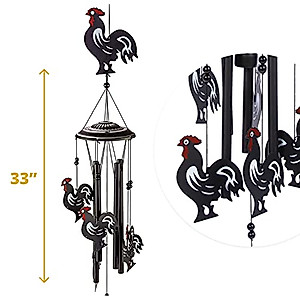 VP Home 33" H Rhythmic Roosters Chicken Wind Chimes for Outside, Unique Roosters Rhythmic Windchimes Outdoor Decoration Garden Decor, Chicken Decor Gift for Women, Mom, Grandma, Unisex