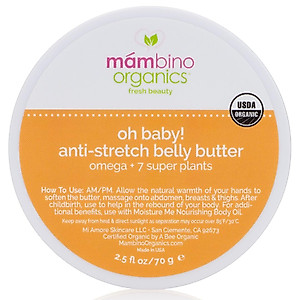 Mambino Organics Oh Baby! Belly Butter - All Natural Anti Stretch Mark Cream, 2.5 Ounces