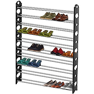 GPCT Stackable 50 Pair Shoe Rack (Up to 10 Stack-able Shelves, Adjustable for Different Shoe Sizes, Free Up Closet or Floor Space)