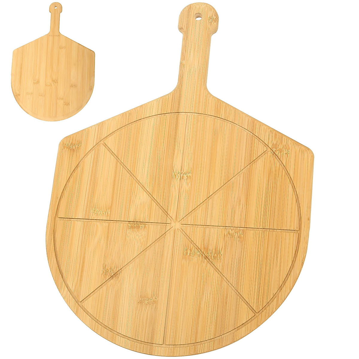 YOUYIXUN Pizza Peel 12 inch,Double Sided Wooden Pizza Paddle Spatula Oven Accessory,Bamboo Pizza Board with handle,Wood Cutting Board for Cheese Bread Fruit Vegetables