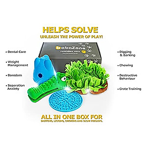 babaZone Total Enrichment in One Pack! Interactive Entertainment for Slow Feeding and Brain Stimulation. Treat Puzzles for Medium/Large Dogs who Love to Lick Sniff Chew and Play.