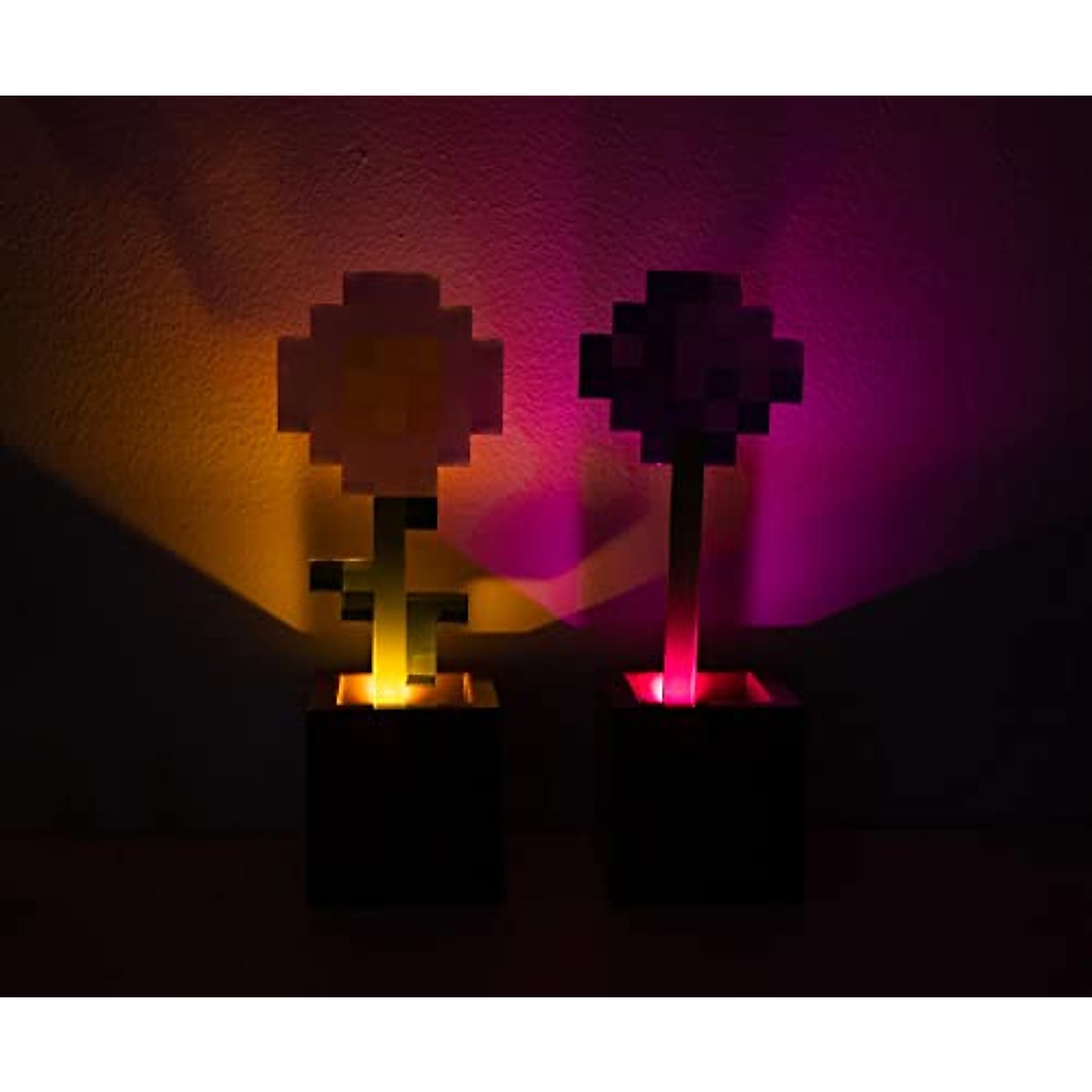 Minecraft Daisy and Allium Flower Pot Mood Lights, Set of 2 | Nightstand Table Lamp with LED Light for Bedroom, Desk, Living Room | Home Decor Room Essentials | Video Game Gifts And Collectibles