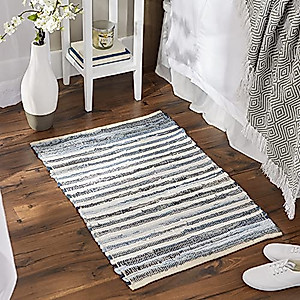 DII Chindi Home Collection Handwoven Multicolor Area Rag Run, 2x3', Denim