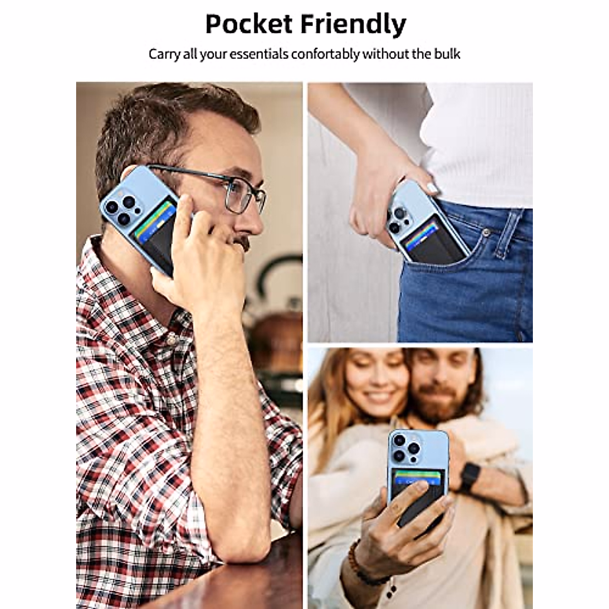 Miroddi for MagSafe Wallet Stand - Magnetic Phone Wallet with Adjustable Stand, Magnetic Wallet Card Holder for iPhone 15/14/13/12 Series, Open ID Window, Fits 9 Cards, Vegan Leather, Black