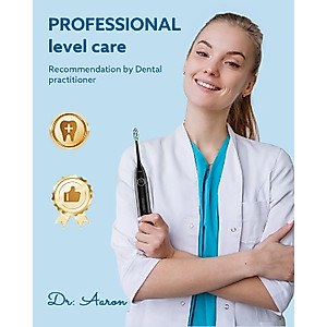 Operan Electric Toothbrush for Adults and Kids Sonic Rechargeable Toothbrush with 5 Modes 2-Min Smart Timer IPX7 Waterproof 40,000 VPM Motor with 8 Brush Heads & Travel Case (Deep Black)