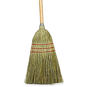 Carlisle FoodService Products 4134967 Corn Blend Warehouse Broom Straw with Wood Handle, 10" Bristle Trim, 55" Length, Natural (Case of 12)