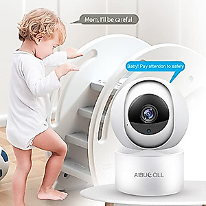 AIBUCOLL WiFi Monitor Indoor Home Security Camera- Smart Baby and Pet Monitor- Movement and Sound Detection- 1080P Camera Resolution-Night Vision Motion- Compatible with Apple and Android