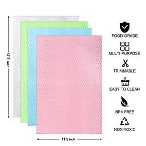 Refrigerator Liners , 4 Pcs Fridge Shelf Liners and Drawer Mats Liner Waterproof Oilproof, Cover Pads for Kitchen Cabinet, Pantry Closet, Cupboard, Drawer