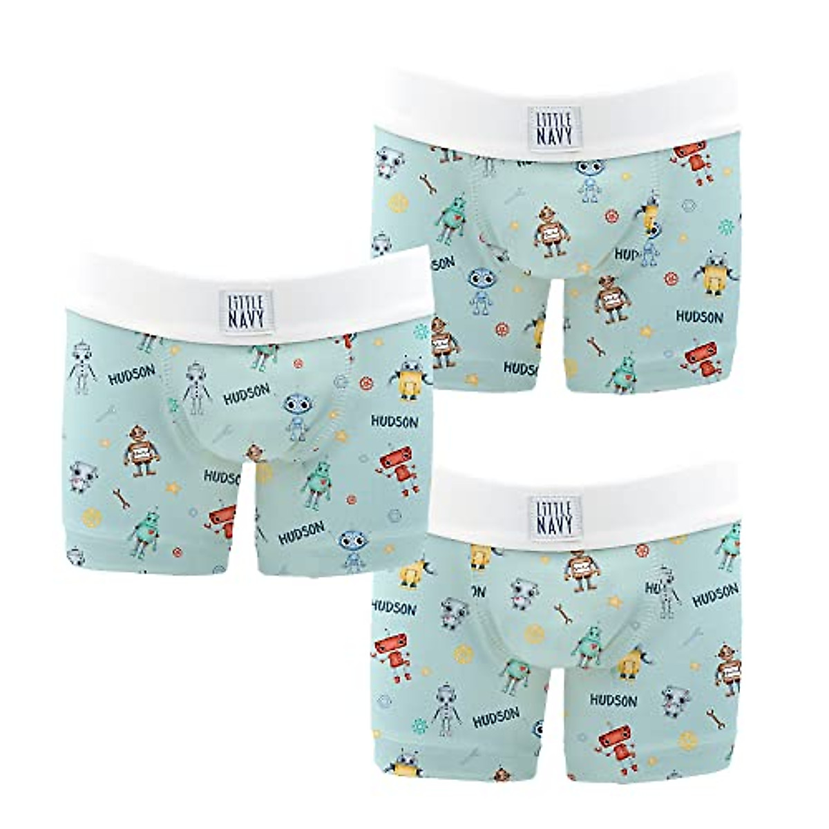 PERSONALIZED PREMIUM BOYS BOXER BRIEF (3 PACK) - Robot World Boy BLUE (2T)