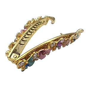 2PCS Floral Rhinestone Banana Hair Clip Claw Ponytail Holder Maker Styling for Women