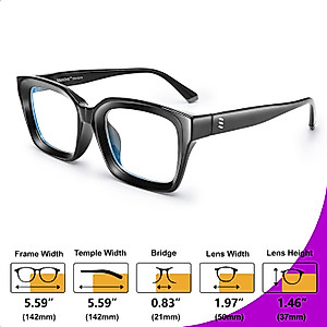VISOONE Chunky Square Blue Light Blocking Glasses with Anti Computer Glare for Working Women Men MONTANA