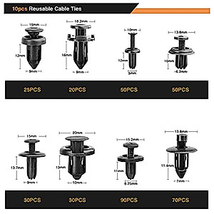 GOOACC 635Pcs Car Push Retainer Clips & Auto Fasteners Assortment -16 Most Popular Sizes Nylon Bumper Fender Rivets with 10 Cable Ties and Fasteners Remover for Toyota GM Ford Honda Acura Chrysler