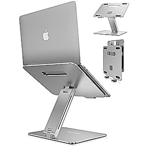 AboveTEK Laptop Stand, Adjustable Portable Computer Riser, Ergonomic Aluminum Notebook Desktop Holder for Desk, Compatible with MacBook Pro, Air, HP, Fits Up to 17 Inch Laptops, Silver