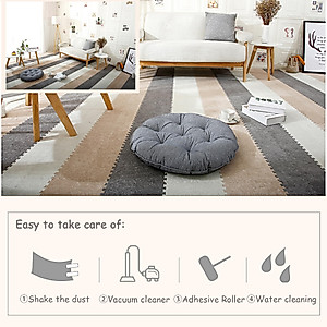 7 SQ.Ft Interlocking Carpet Tiles, 9 Tiles 23.6"X4.7" Foam Mat, Rectangular Puzzle Play Mat, Soft Splicing Playing Floor Mat, Anti-Fall(Size:24x12cm,Color:Beige)