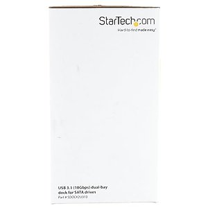 StarTech.com Dual-Bay USB 3.1 to SATA Hard Drive Docking Station, USB 3.1 (10 Gbps), External 2.5/3.5" SATA I/II/III, SSD/HDD Docking Station, Hot-Swap Hard Drive Bay, Top-Loading (SDOCK2U313)