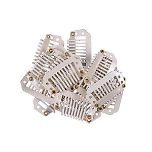24 pcs/lot 28mm 8-teeth Metal Hair Extension Clips with Rubber Snap Closures for Hairpieces (Blonde)