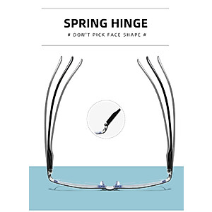 B and Q 6 Pack Mens Rectangular Half Frame Blue Light Blocking Reading Glasses Black Spring Hinge Readers (BQ8008 BK x 6, 1.50) 1.5