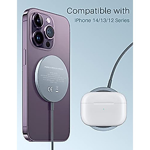 Compatible with MagSafe Charger for iPhone 14 - Mag Safe Magnetic Wireless Charger Pad for iPhone 14/14 Pro/14 Plus/14 Pro Max/13/13 Pro/13 Pro Max/13 Mini/12,[1 x USB C to USB Adapter][No AC Adapter]