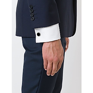 Mr.Van Onyx Cufflinks and Studs Set Formal Black Silver Groomsmen Groom Wedding Gift Cuff Links