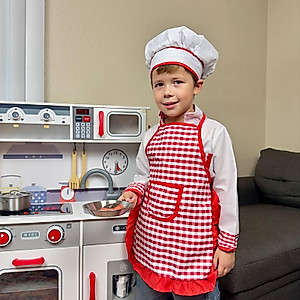 Jeowoqao Boy's Dress Up Costumes Set, Role Play Set 11-pcs Trunk Pirate, Chef, Construction Worker, Policeman Costume Fit Kids Girls Age from 3-6