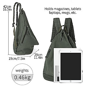 ecosmile Canvas Vintage Backpack Women's Campus Backpack Casual Shoulder Daypack Backpacks for Mens,Green