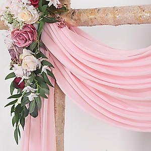 MoKoHouse Wedding Arch Drapes Fabric 3 Panels 6 Yards Pink Chiffon Drapes Backdrop for Baby Shower Birthday Party Decorations