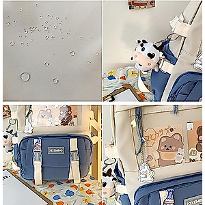 LELEBEAR Kawaii Backpack, Cute Bookbags With Kawaii Pin And Accessories (Black White)