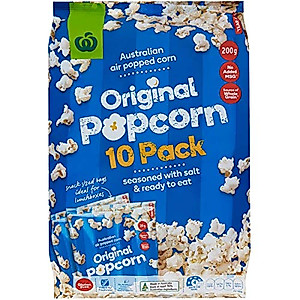 Woolworths Original Gluten Free Popcorn 10pack 200g - Our Original Popcorn only uses corn. It is air popped for a fluffy feel with salt to make the perfect snack.