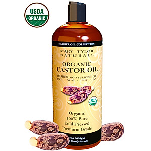 Mary Tylor Naturals Organic Castor Oil 16 oz — USDA Certified Cold Pressed, Hexane Free, 100% Pure and Natural