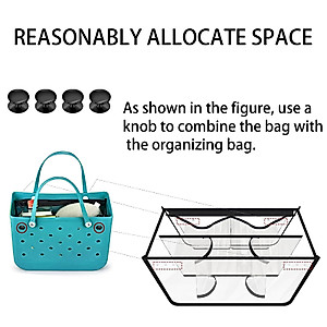 Hotanry Beach Bag Organizer Original Accessories for Bogg Bag XL, Bogg Bag Divider Storage Bag Suitable for Bogg Bag Large, Insert Inner Bags, Transparent & Black