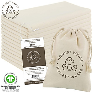 HONEST WEAVE GOTS Certified 100% Organic Flour Sack Cotton Kitchen Hand and Dish Towel Sets - Extra Large 27x27 inches, Fully Hemmed, 12-Pack, Natural Tan