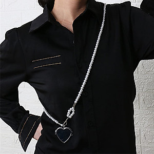 Wiwpar Waist Chain for Women Pearl Dress Belt Stylish Long Pearl Chain for Clothing Heart Mirror Accessories