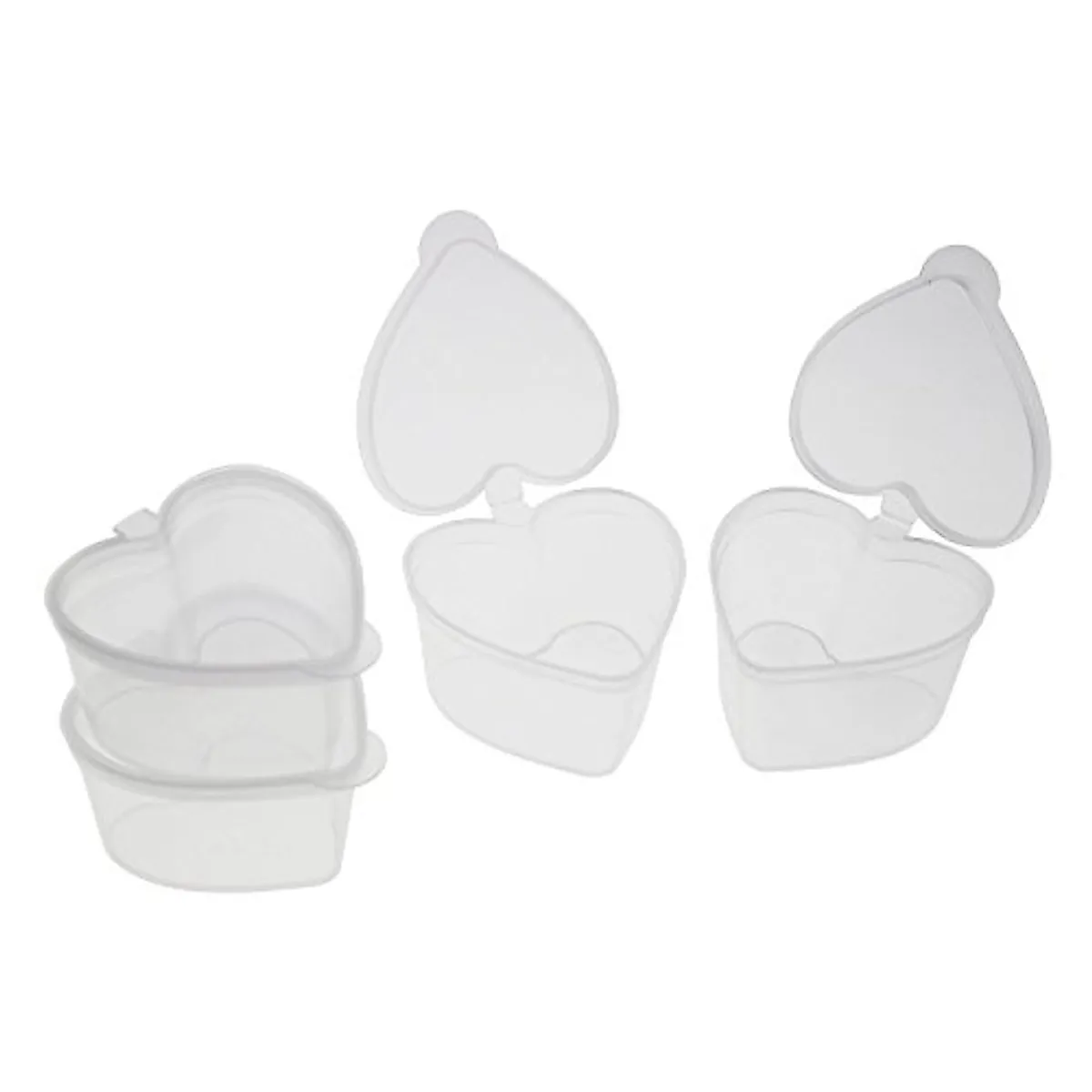 24 Pack Slime Containers with Lid, Small Heart-Shaped Plastic Foam Ball Clay Beads Storage Box with Lids for DIY Slime + 3PCS Tools