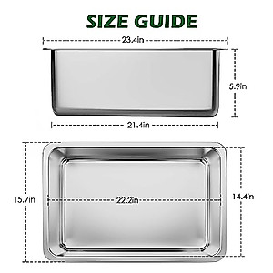 hannger Stainless Steel Cat Litter Box, 4 Pack Extra Large High Sided Cat Litter Box, Metal Litter Box for Cats and Rabbit, Odor Control Litter Pan, Easy to Clean, 23.4" L x 15.7" W, 5.9" Deep