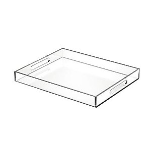 NIUBEE Acrylic Serving Tray 11x14 Inches -Spill Proof- Clear Decorative Tray Organiser for Ottoman Coffee Table Countertop with Handles