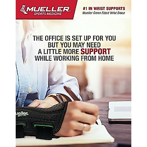 MUELLER Sports Medicine Green Fitted Wrist Brace, Wrist Pain Relief Support for Men and Women, Ideal for Carpal Tunnel, Tendinitis, Arthritis, Right Hand, Black, Large/X-Large