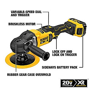 DEWALT 20V MAX* XR Cordless Polisher Kit, Rotary, Variable Speed, 7-Inch, 180 mm (DCM849P2)